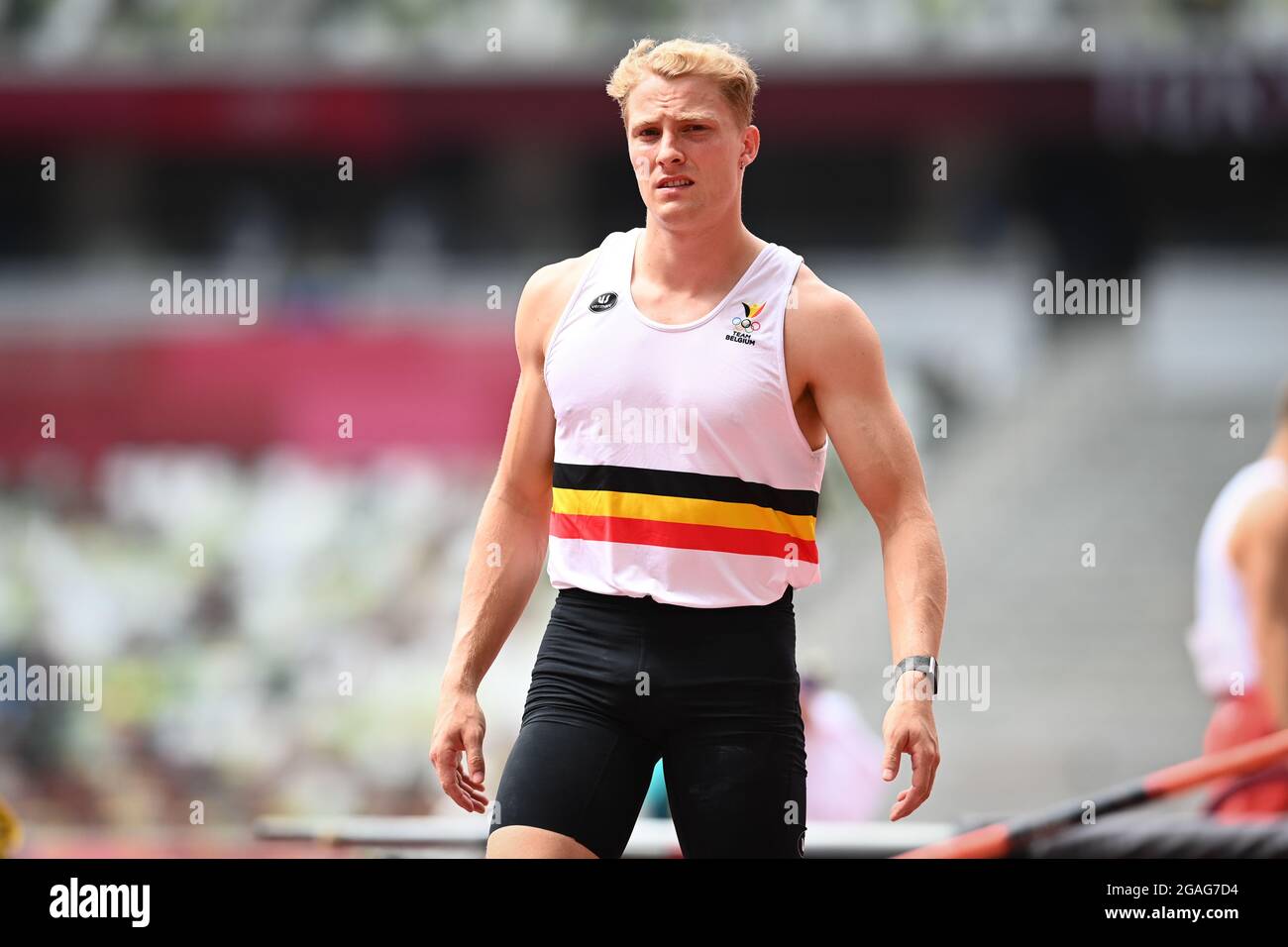 Belgian Ben Broeders pictured during the warming-up before the heats of ...