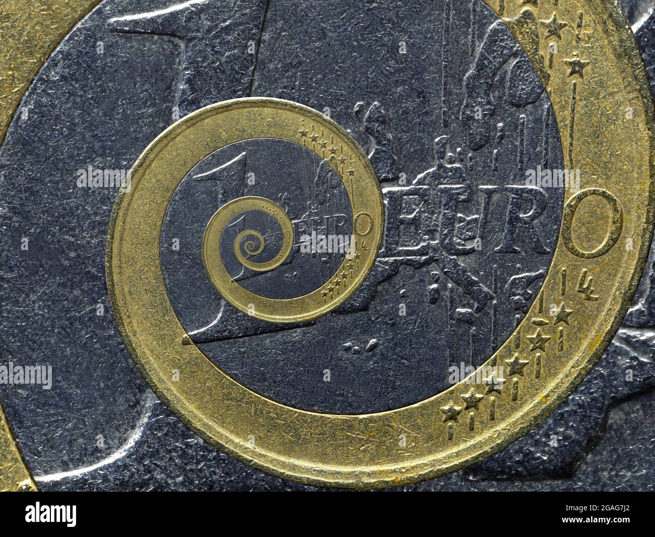 1 euro coin spiral Stock Photo - Alamy