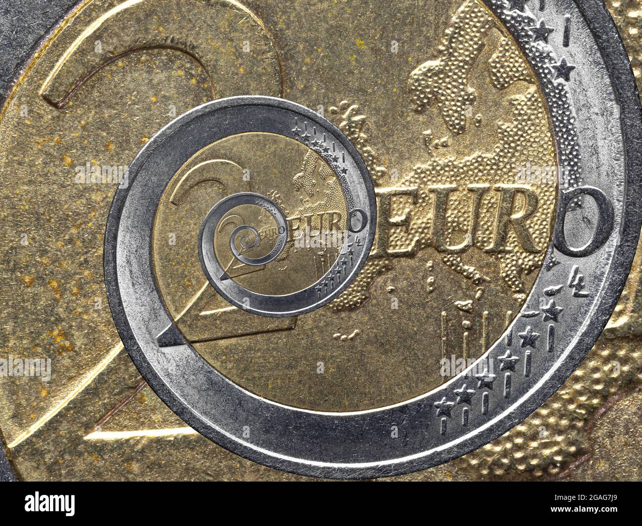 2 euro coin spiral Stock Photo - Alamy