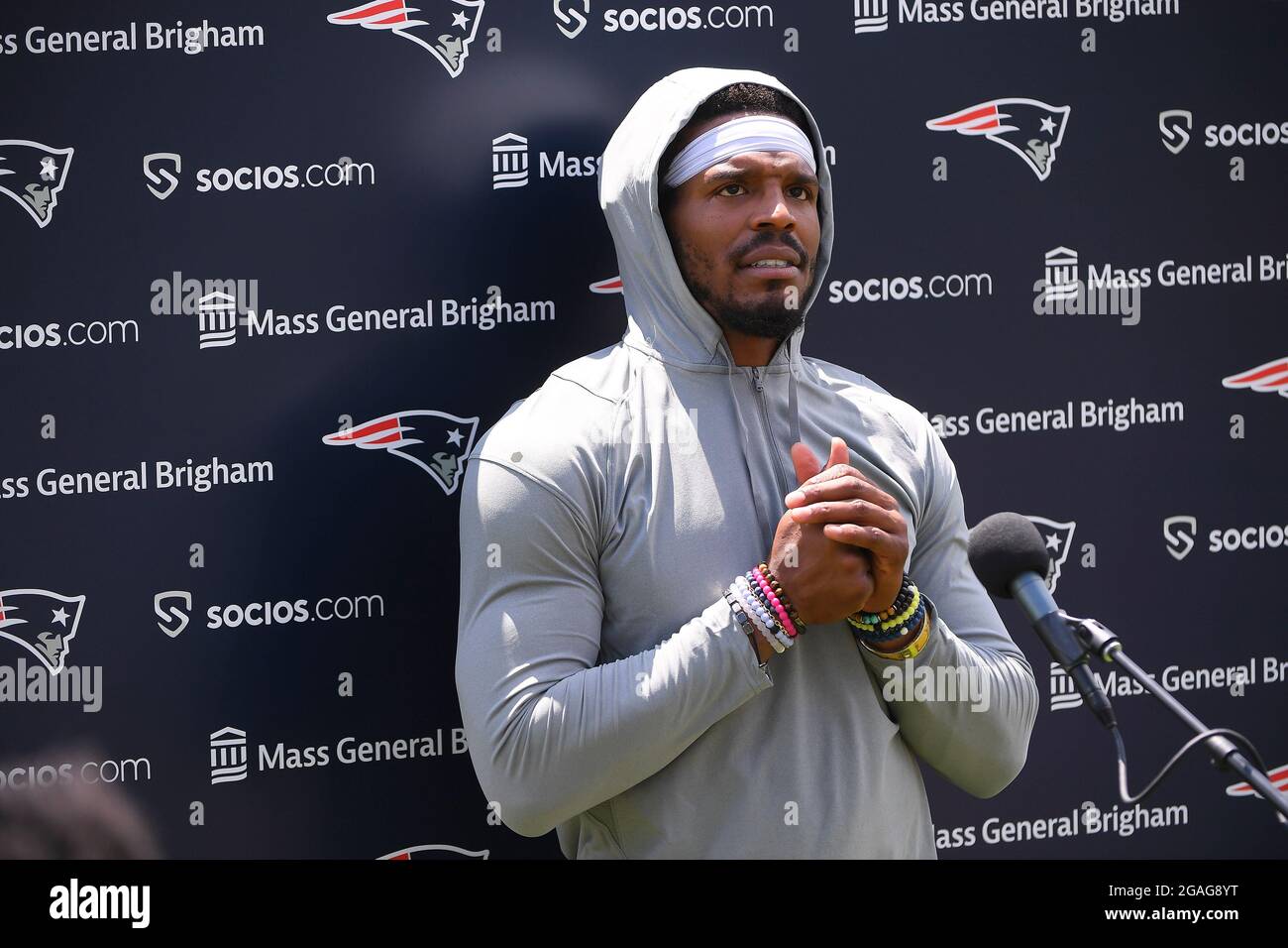 at the New England Patriots training camp held on the practice fields ...