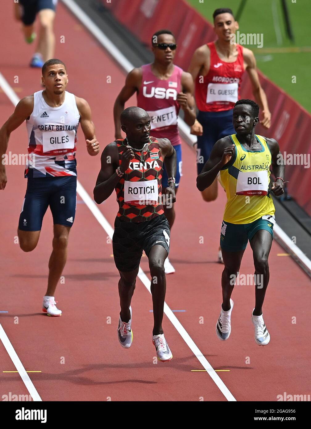 Tokyo, Japan. 31st July, 2021. Ferguson Cheruiyot Rotich (C) of Kenya ...