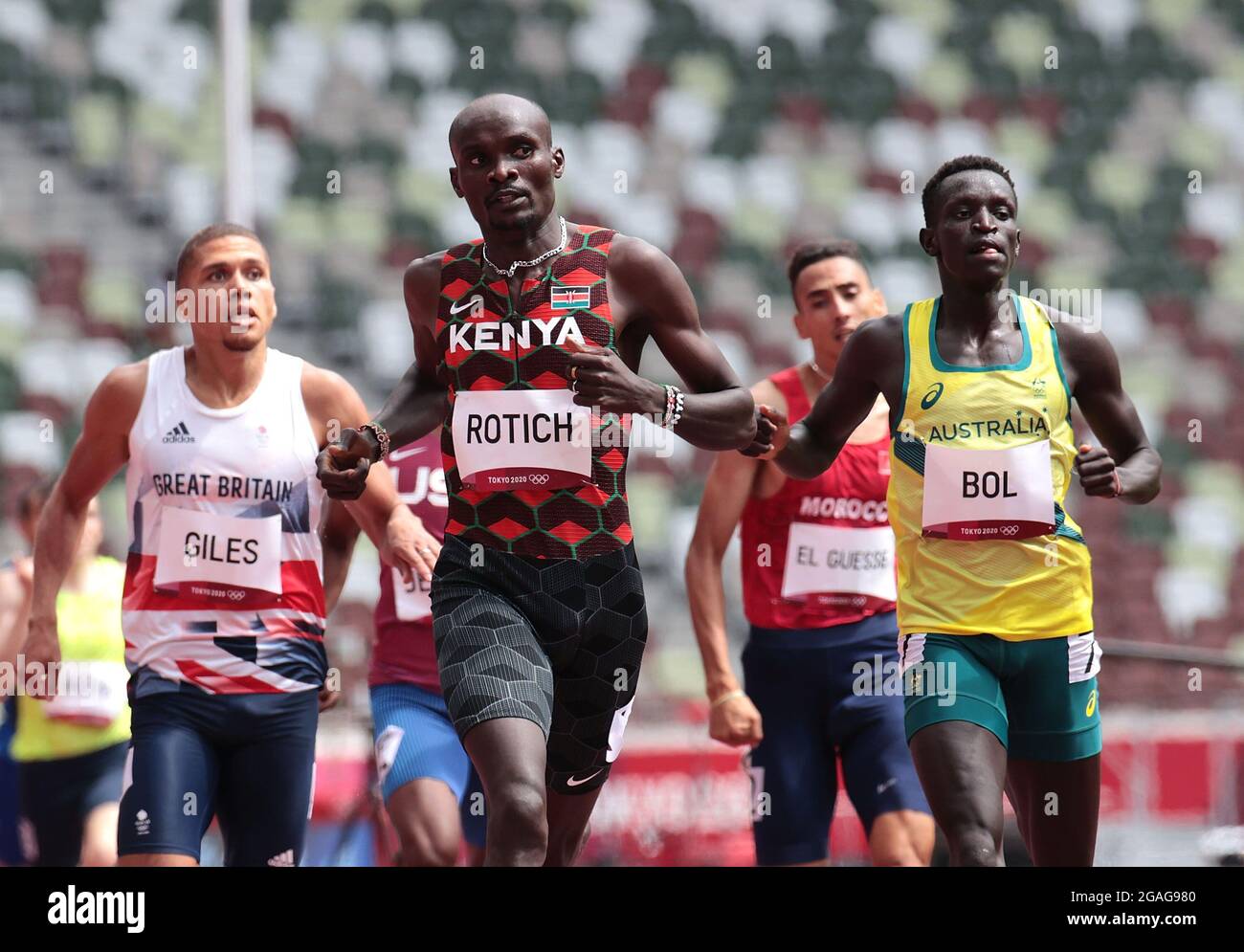 Tokyo, Japan. 31st July, 2021. Ferguson Cheruiyot Rotich (C) of Kenya ...