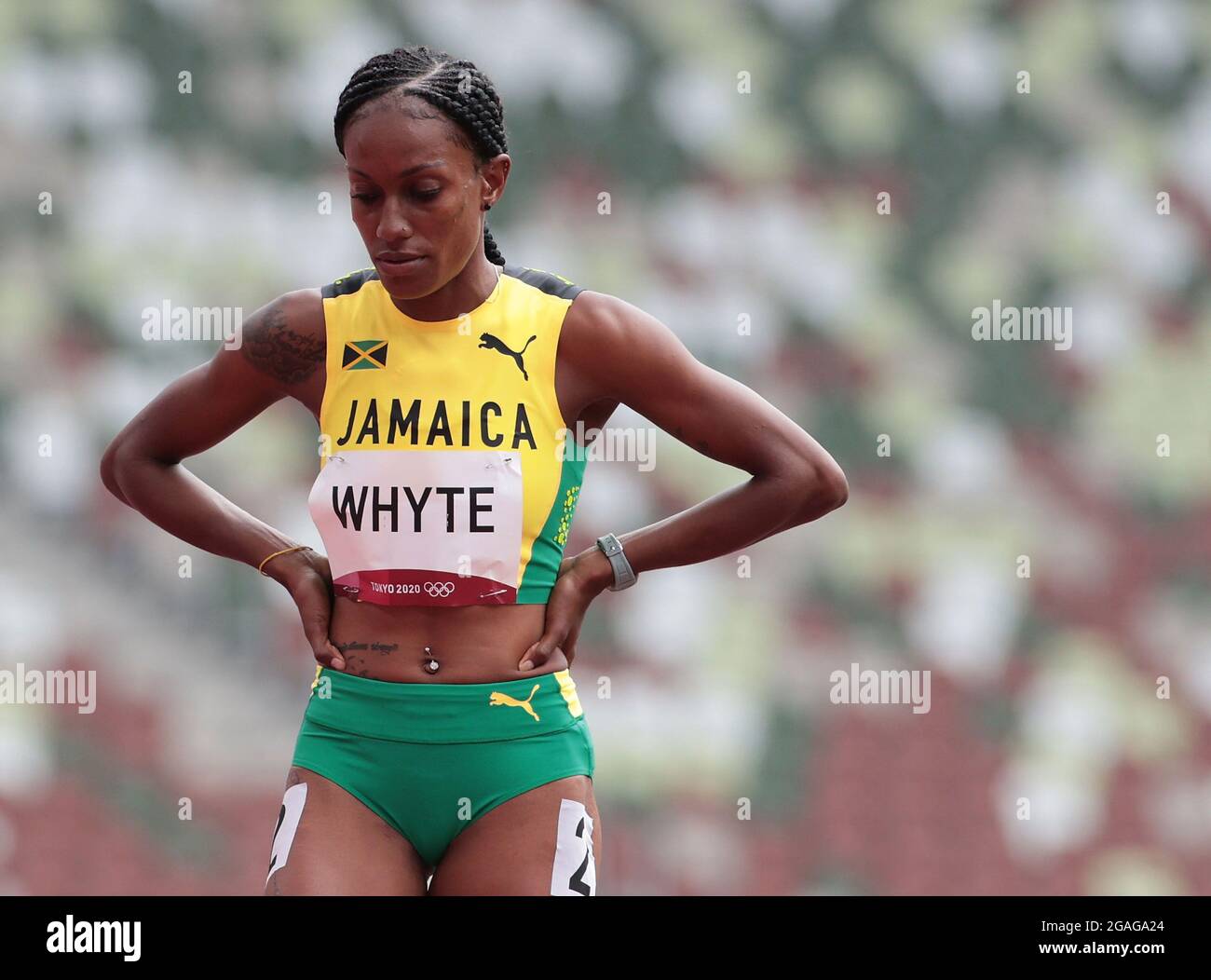 Tokyo, Japan. 31st July, 2021. Ronda Whyte of Jamaica reacts during the ...