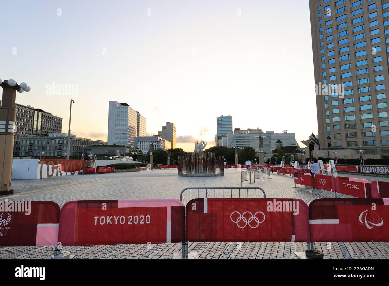 JULY 31, 2021 : A general view of the olympic cauldron at the Yume-no ...