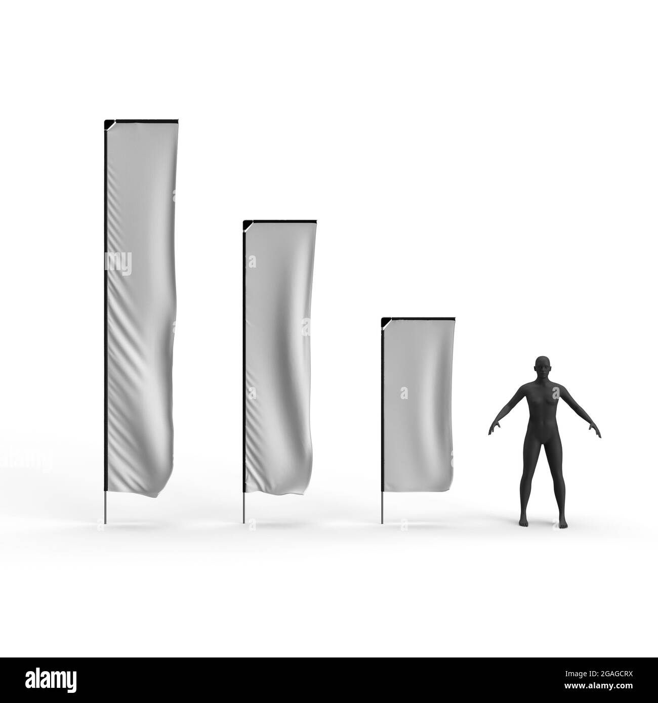 3D Model of Telescopic Flag 3D Render of 4m, 3m and 2m Banner Flag and ...