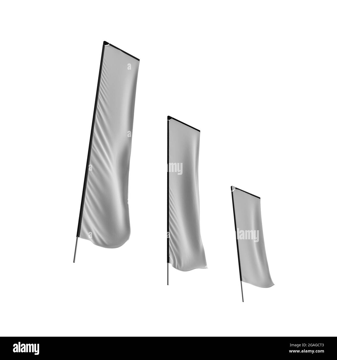 3D Model of Telescopic Flags 3D Render Banner Flags Series with Black ...