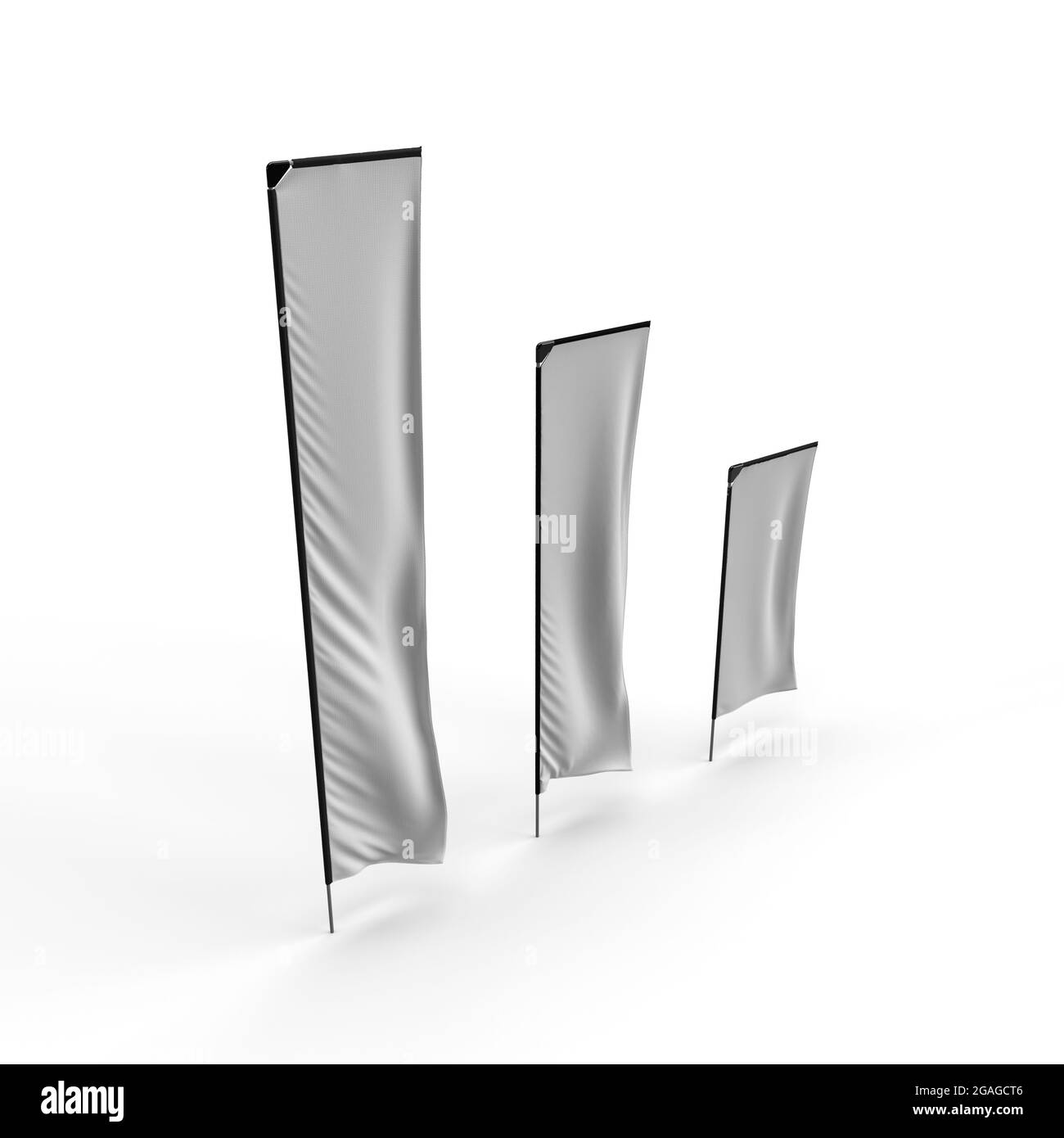 3D Model of Telescopic Flags 3D Render Banner Flags Series with Black ...