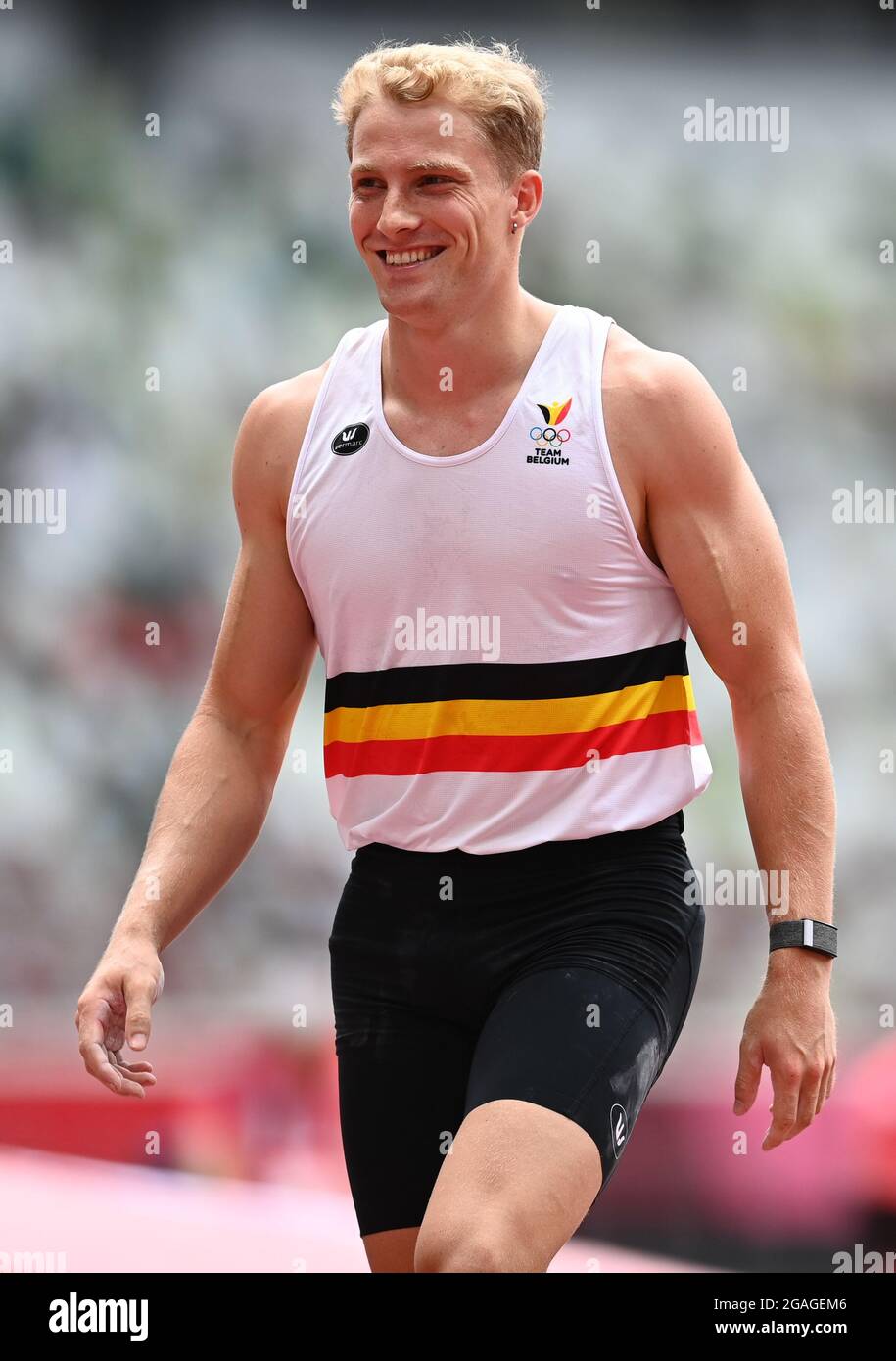 Belgian Ben Broeders celebrates during the heats of the men's pole ...