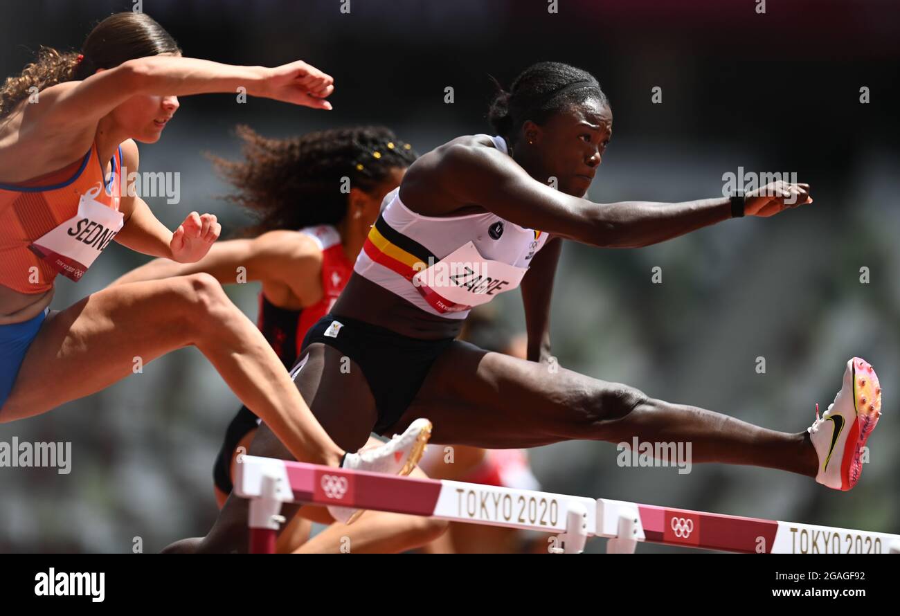 Belgian Anne Zagre pictured in action during the heats of the women's ...
