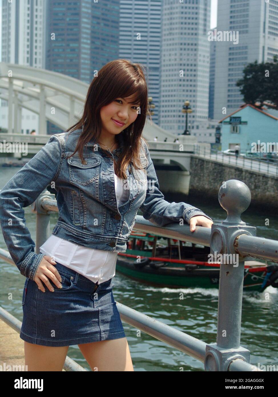 Asian Chinese Model by the Singapore River Stock Photo - Alamy
