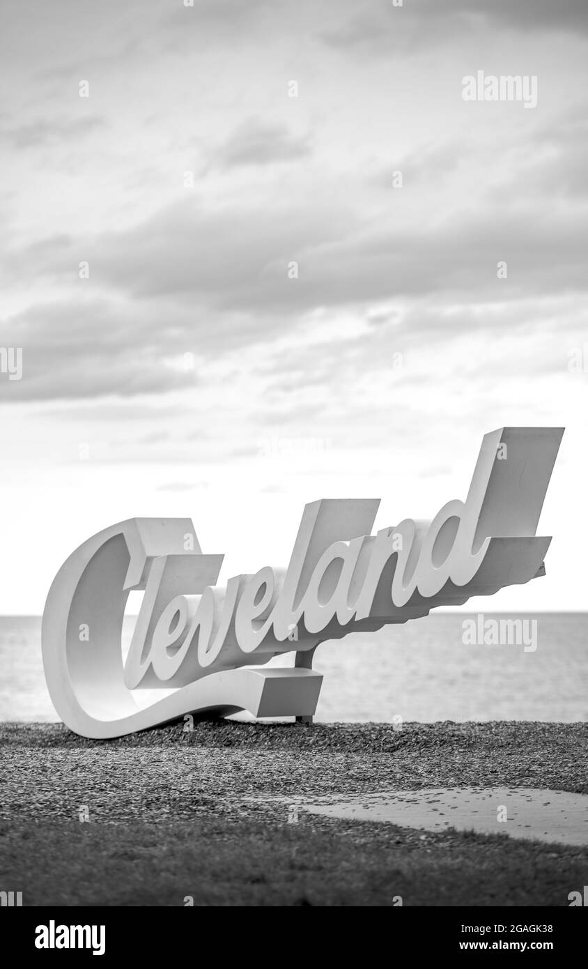 Cleveland Script Sign Stock Photo - Alamy