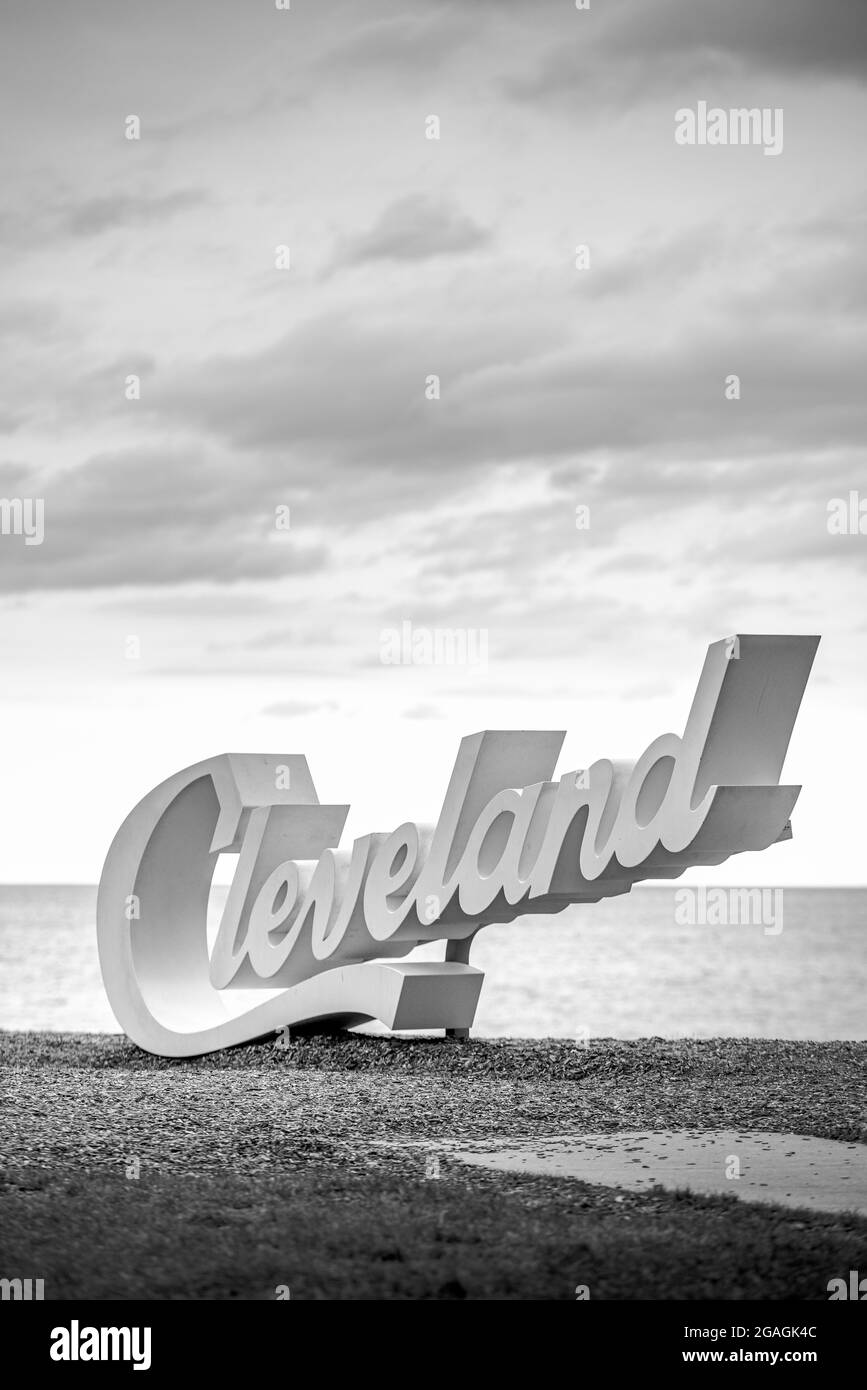 Cleveland Script Sign Stock Photo - Alamy