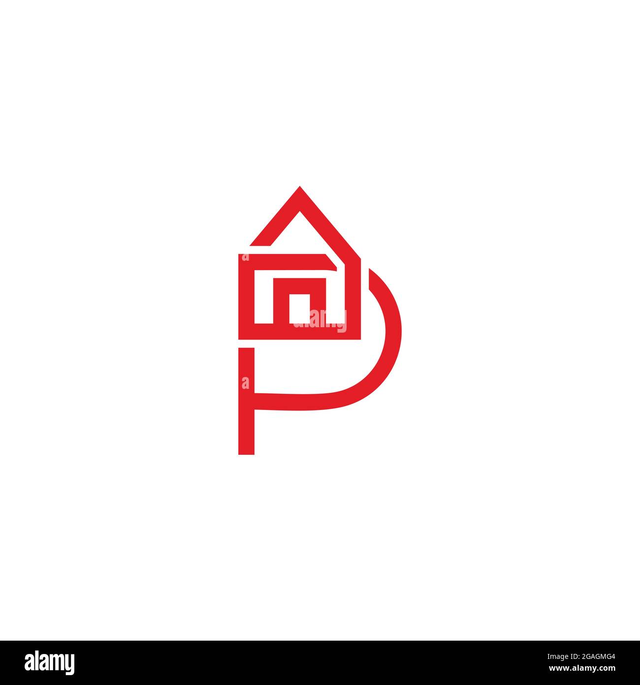 letter p home shape simple geometric line logo vector Stock Vector ...