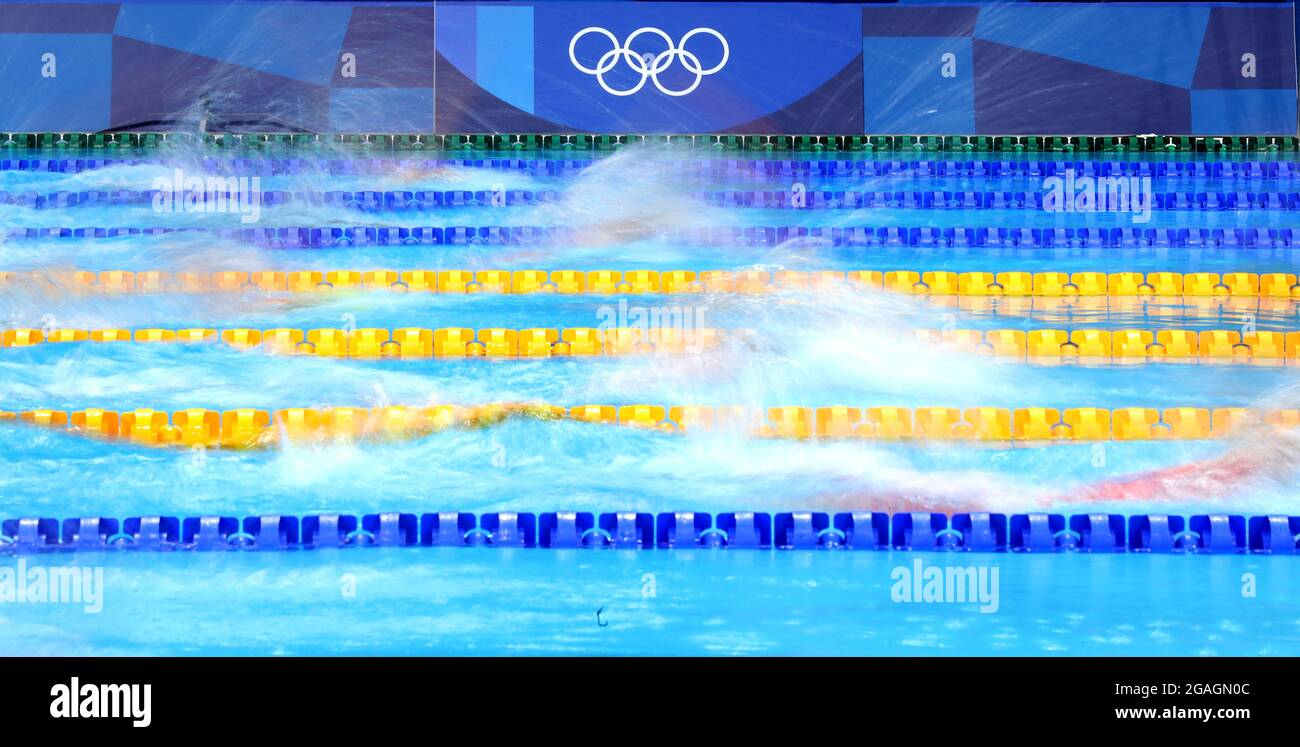 Tokyo, Japan. 31st July, 2021. Swimmers compete during the women's 200m ...