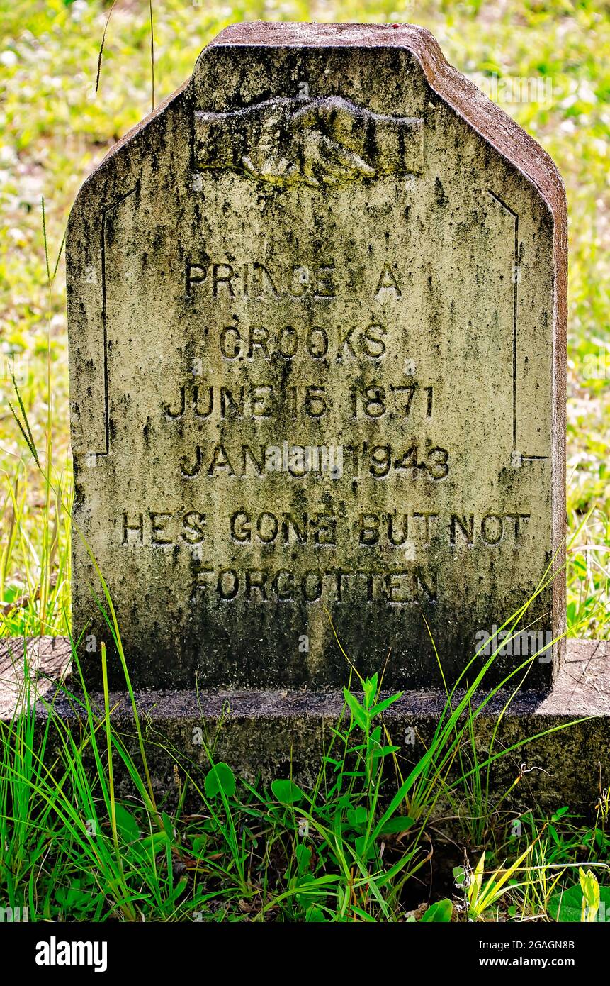 A headstone stands in Blakeley Cemetery in Historic Blakeley State Park ...