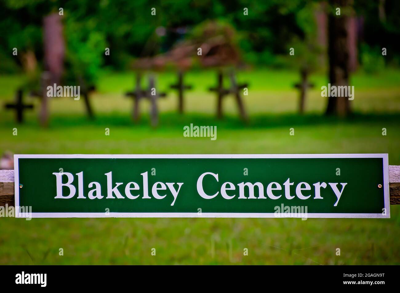 Concrete crosses stand in Blakeley Cemetery in Historic Blakeley State ...