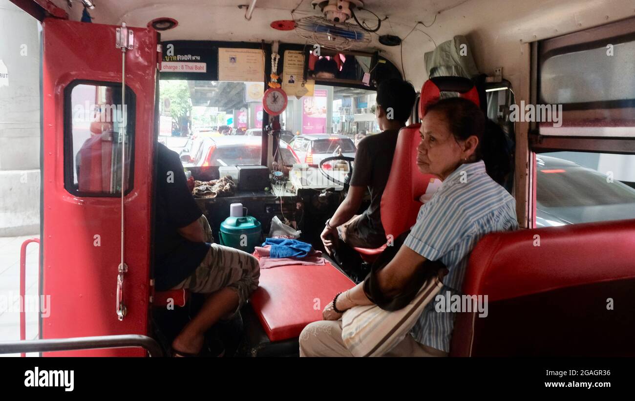 Inside Bus Number 1 Bangkok Thailand Stock Photo - Alamy