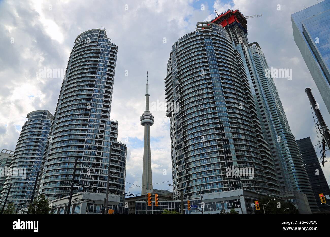 CN Tower between residential buildings - Toronto, Canada Stock Photo ...