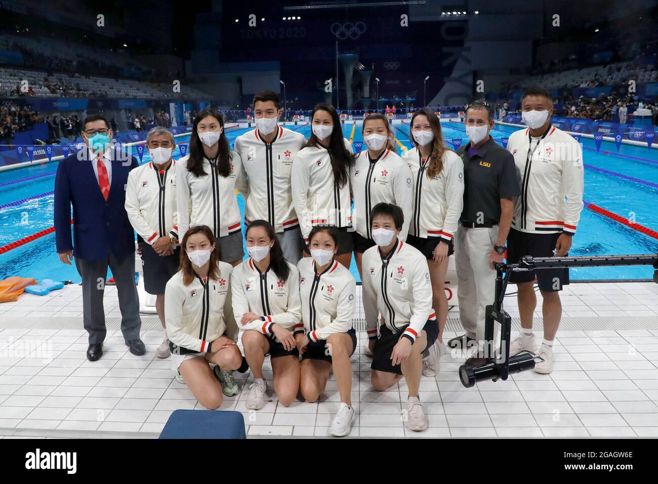 Tokyo, Kanto, Japan. 31st July, 2021. Hong Kong (HKG) Olympic swim team ...