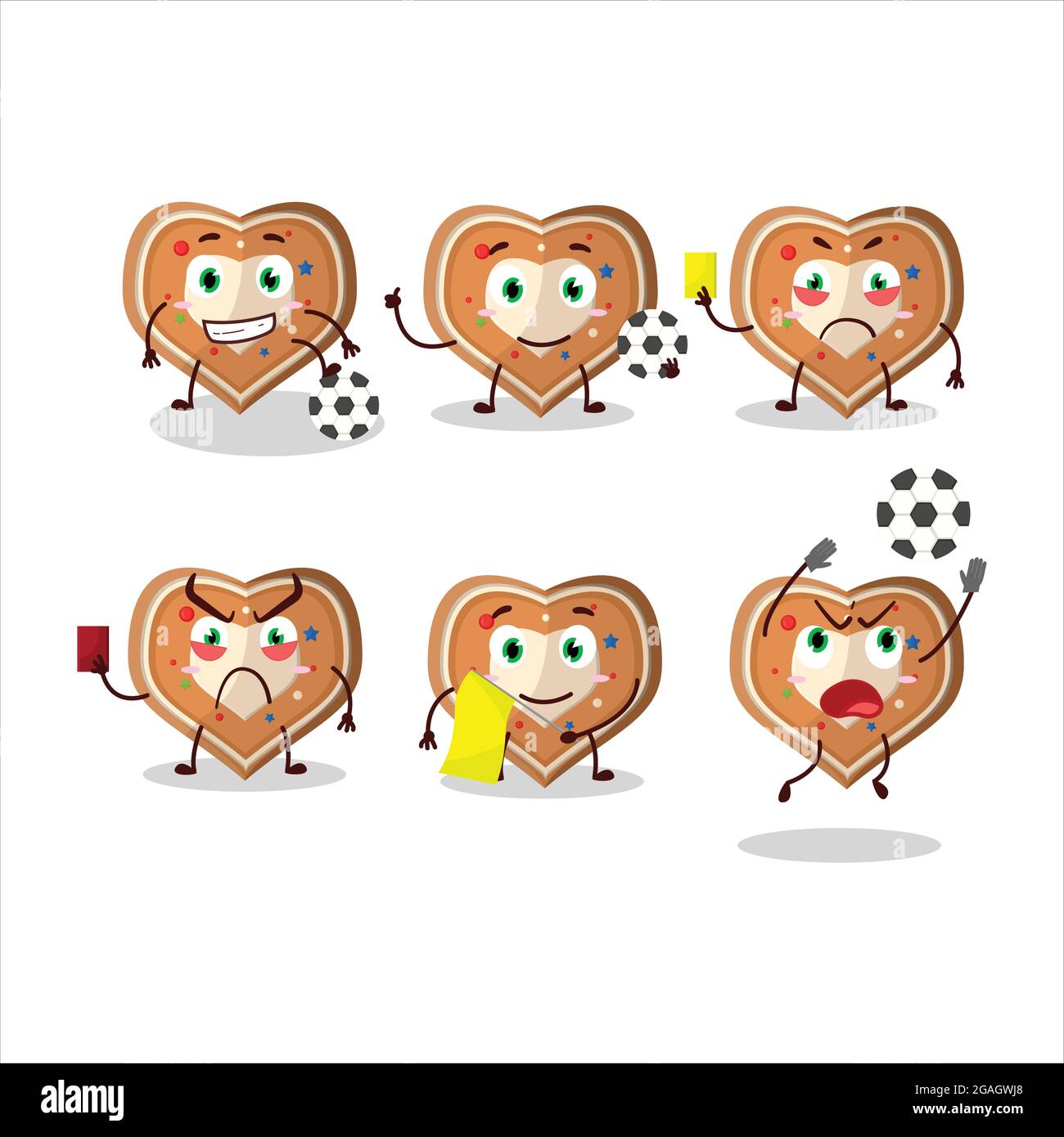 Gingerbread heart cartoon character working as a Football referee ...
