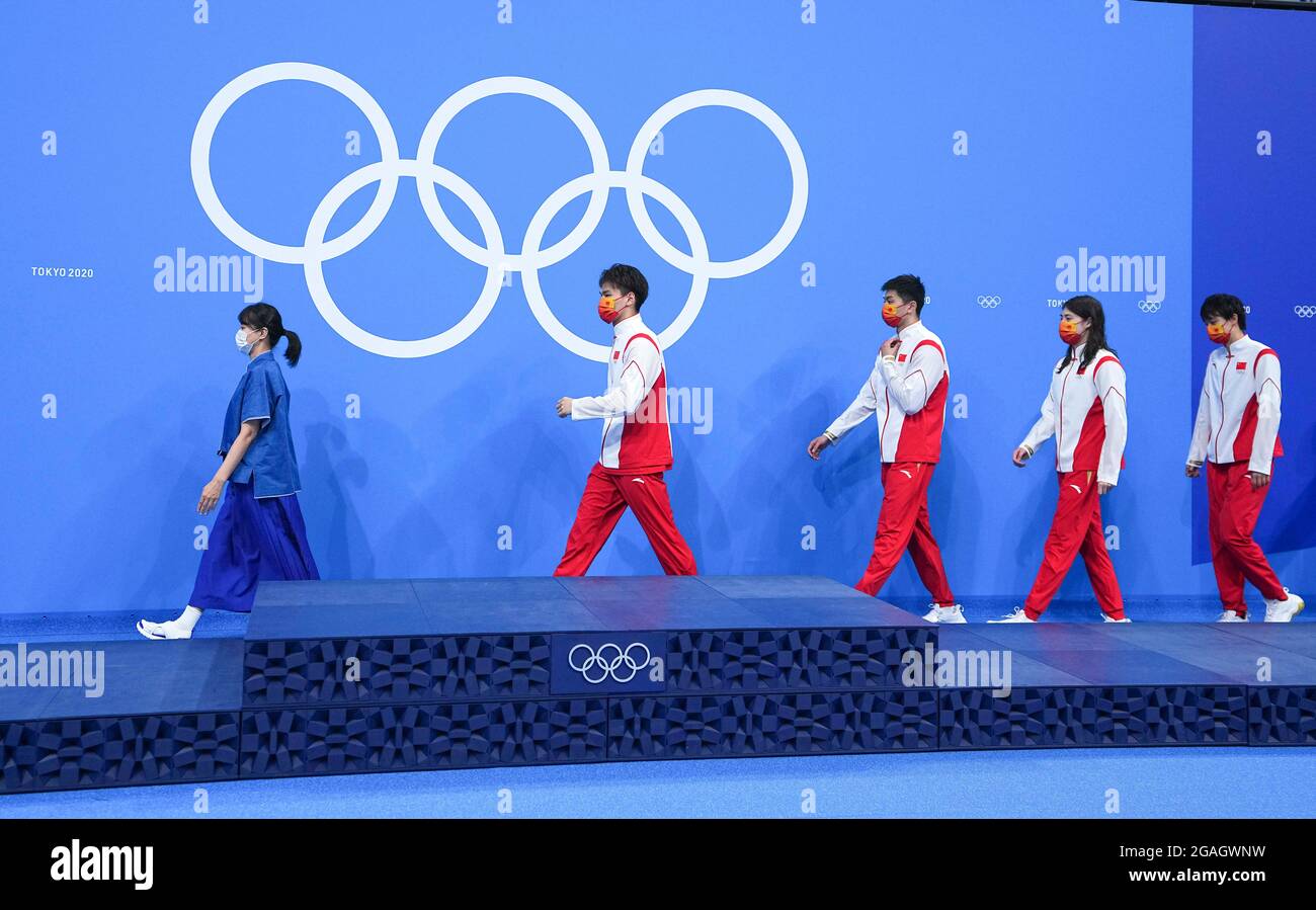 Tokyo, Japan. 31st July, 2021. Xu Jiayu, Yan Zibei, Zhang Yufei and ...