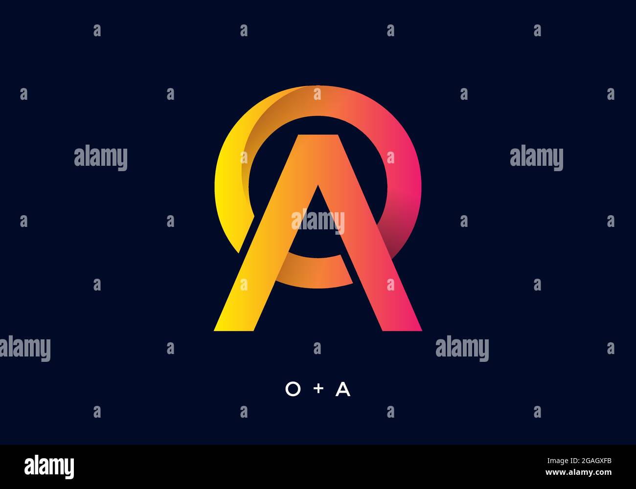 Pink yellow gradient color of AO initial letter design Stock Vector ...