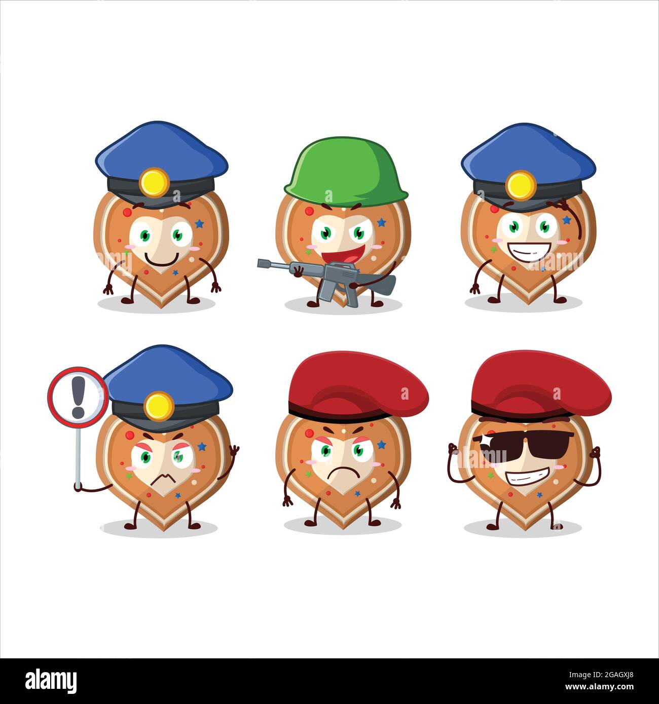 A dedicated Police officer of gingerbread heart mascot design style ...