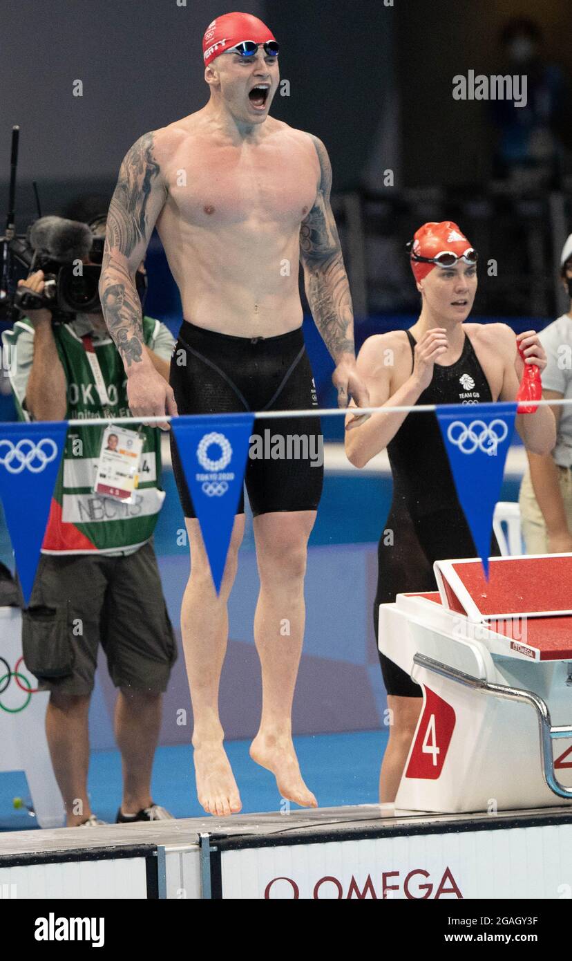 Tokyo, Kanto, Japan. 31st July, 2021. James Guy, Adam Peaty and ...
