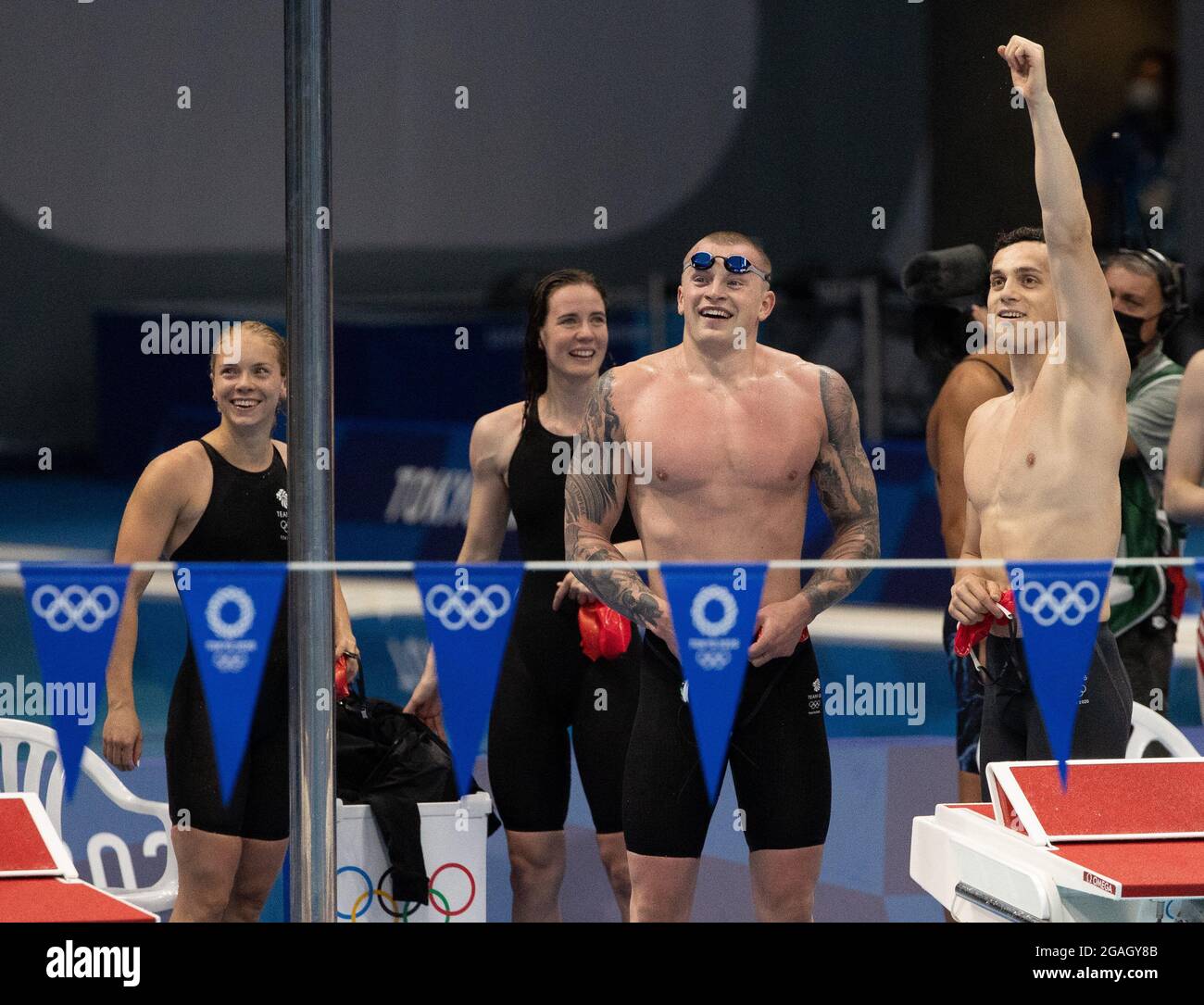 Tokyo, Kanto, Japan. 31st July, 2021. James Guy, Adam Peaty and ...
