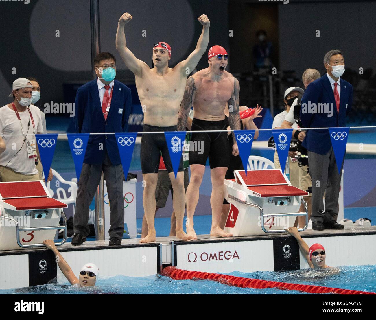 Tokyo, Kanto, Japan. 31st July, 2021. James Guy, Adam Peaty and ...