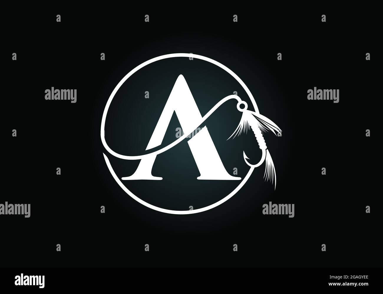 Initial A monogram letter alphabet with fishing Hook. Fishing logo ...