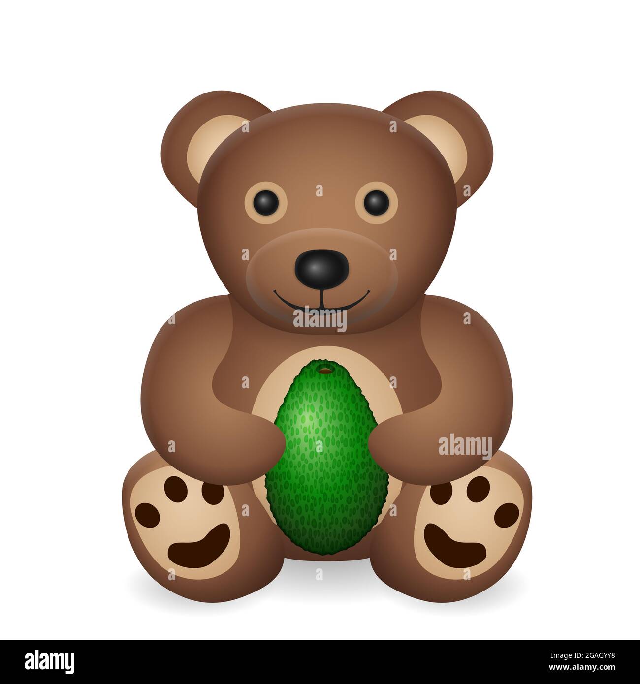 Teddy bear with avocado on a white background. Vector illustration ...