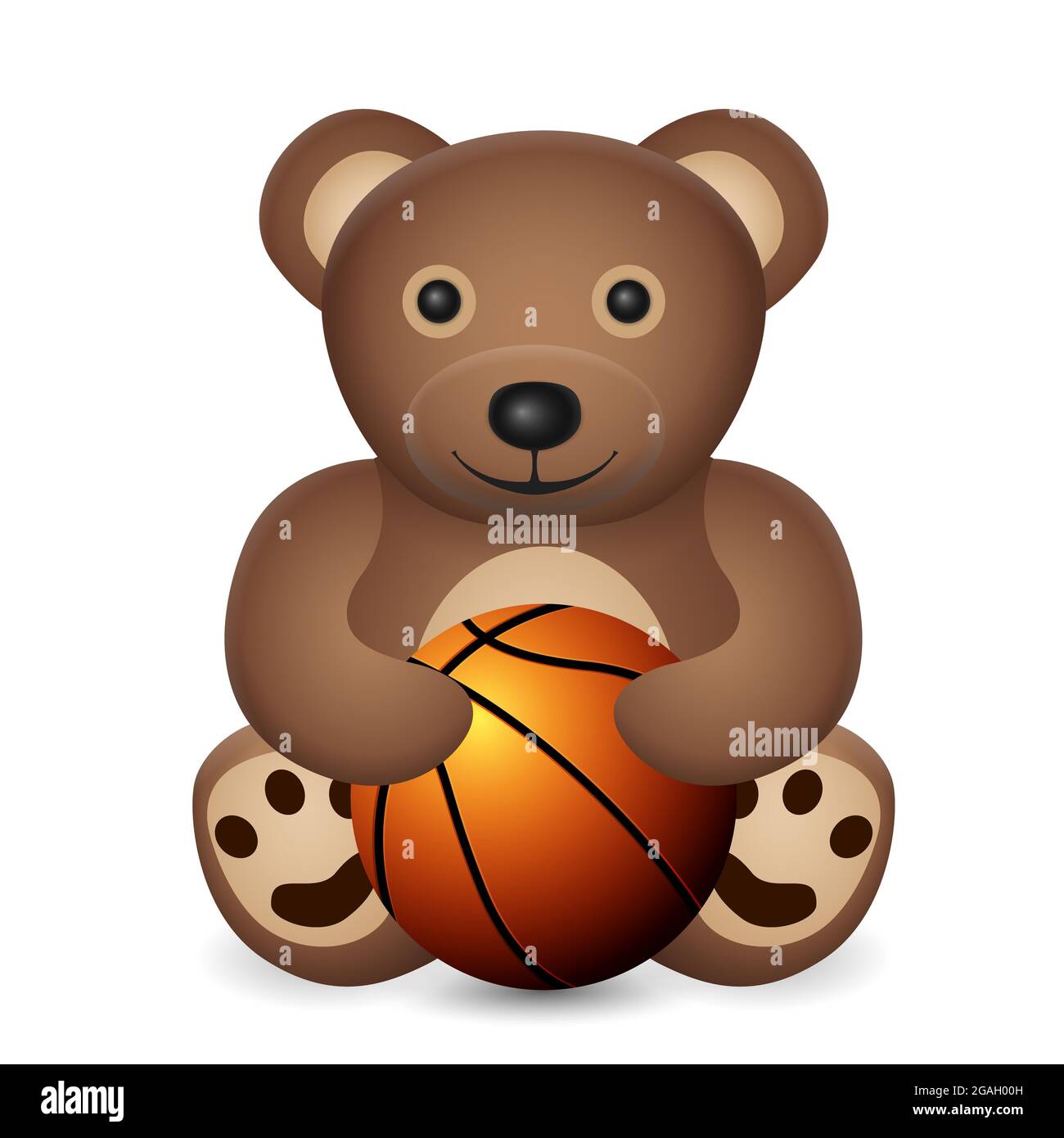 Teddy bear with basketball ball on a white background. Vector ...