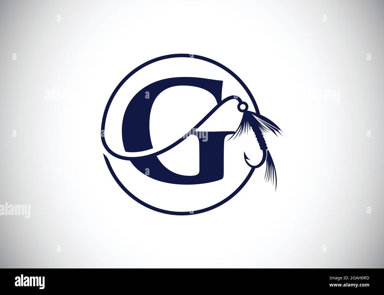 Initial G monogram letter alphabet with fishing Hook. Fishing logo ...