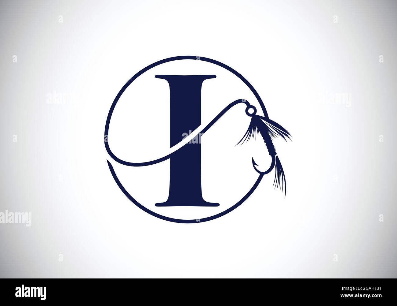 Initial I monogram letter alphabet with fishing Hook. Fishing logo ...