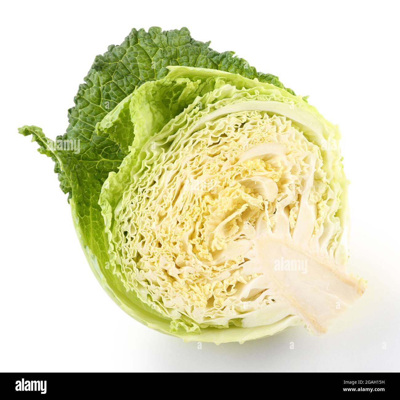 Half of savoy cabbage isolated on white Stock Photo - Alamy
