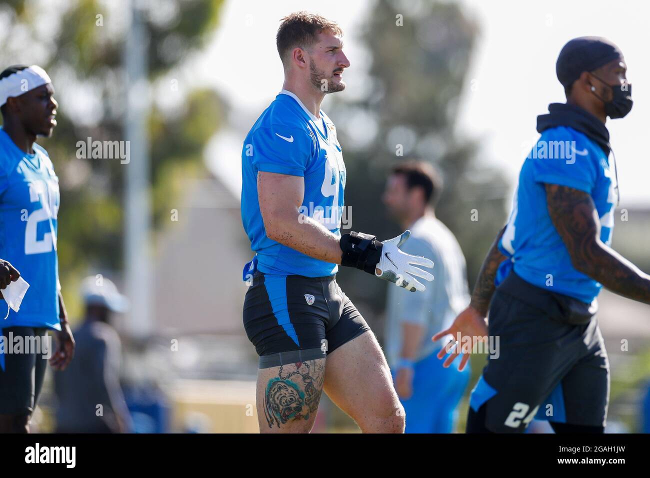 Costa Mesa, USA. 29th July, 2021. Los Angeles Chargers defensive end ...