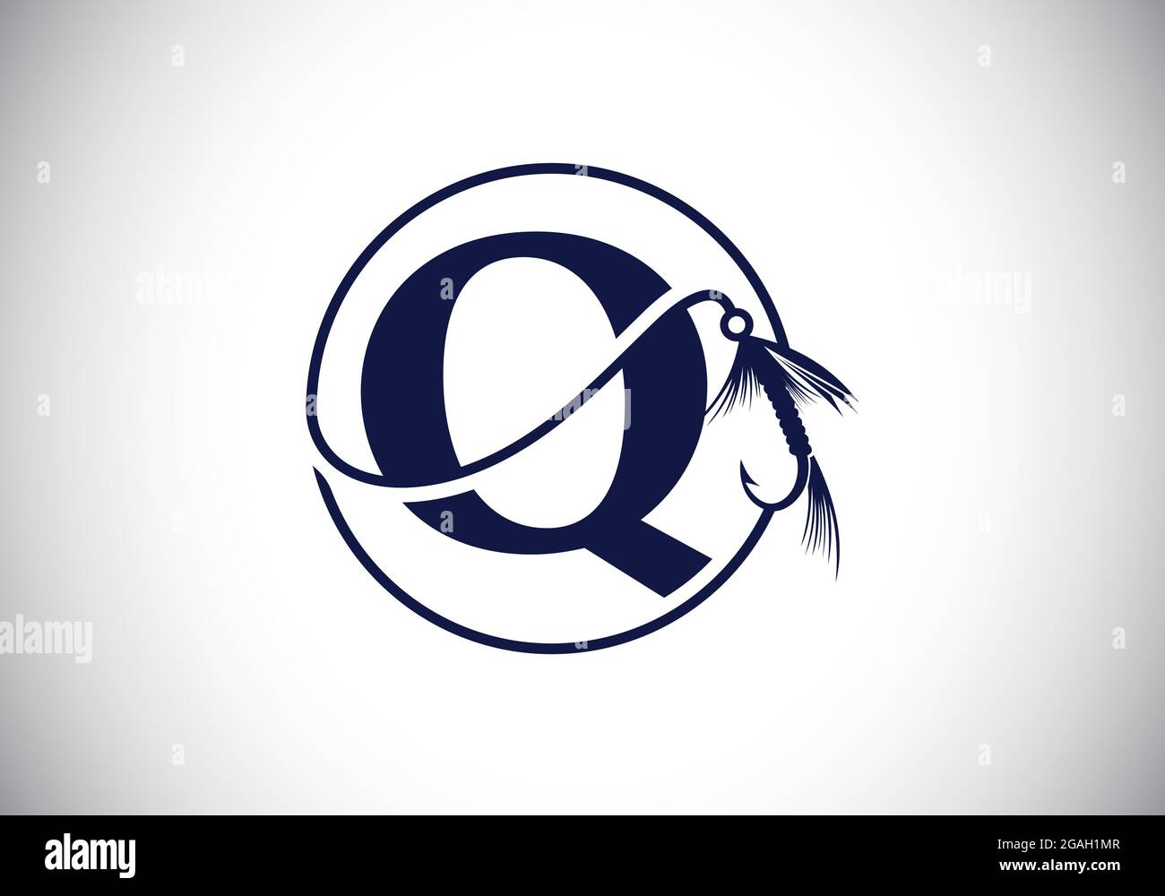 Initial Q monogram letter alphabet with fishing Hook. Fishing logo ...
