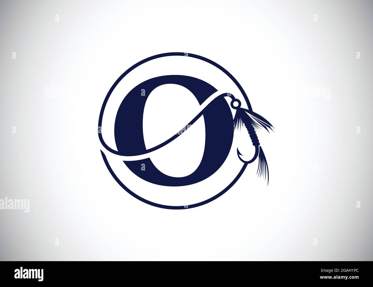 Initial O monogram letter alphabet with fishing Hook. Fishing logo ...