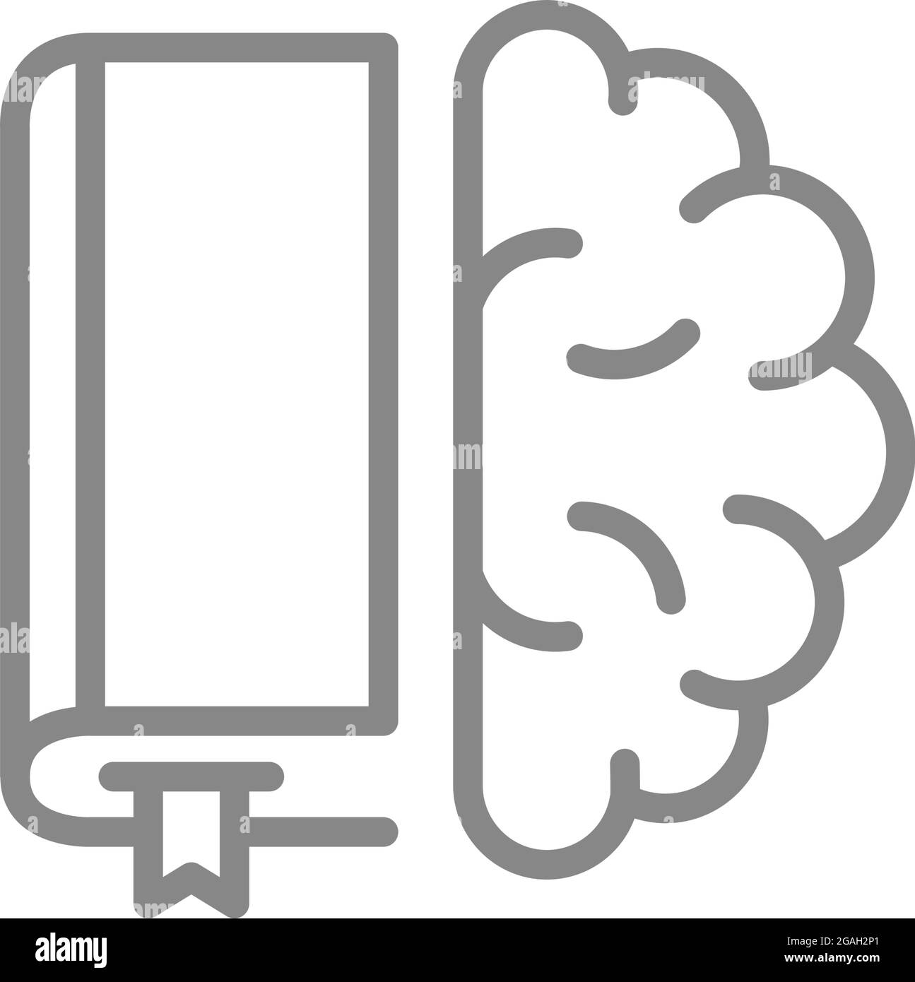 Book with brain line icon. Encyclopedia, education course symbol Stock ...