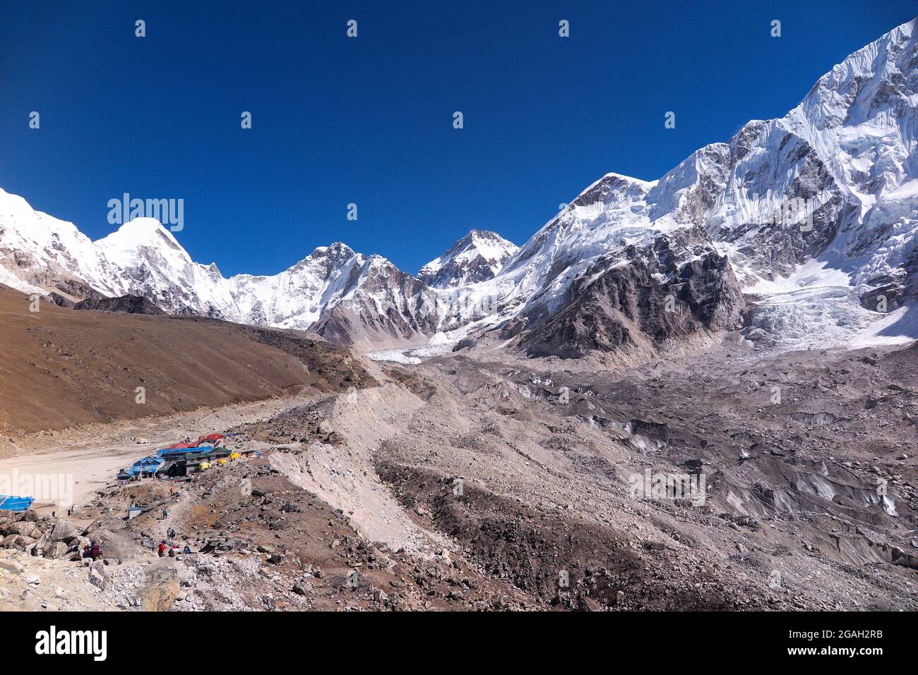 Southern Everest Base Camp (off-season) with panoramic views of snow ...