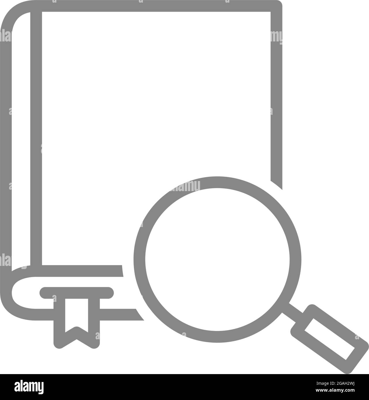 Book with magnifying glass line icon. Online instruction, information ...