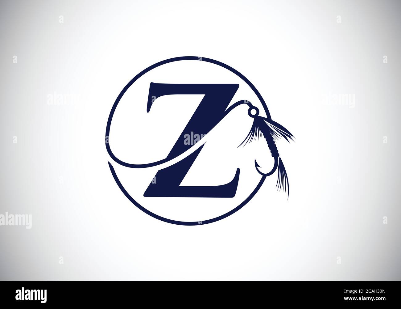 Initial Z monogram letter alphabet with fishing Hook. Fishing logo ...
