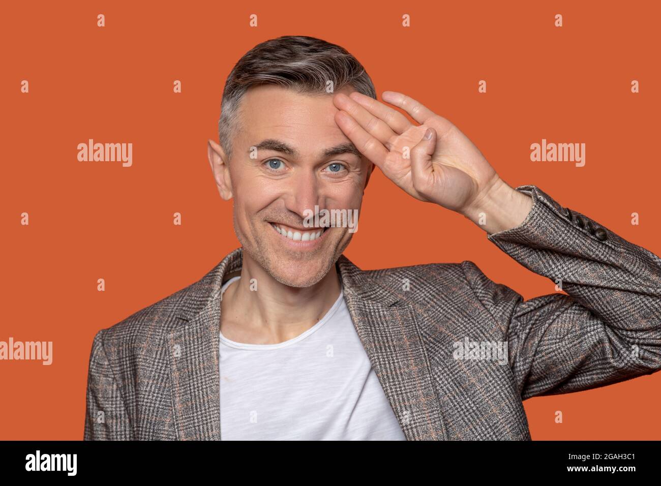 Hand near forehead hi-res stock photography and images - Alamy