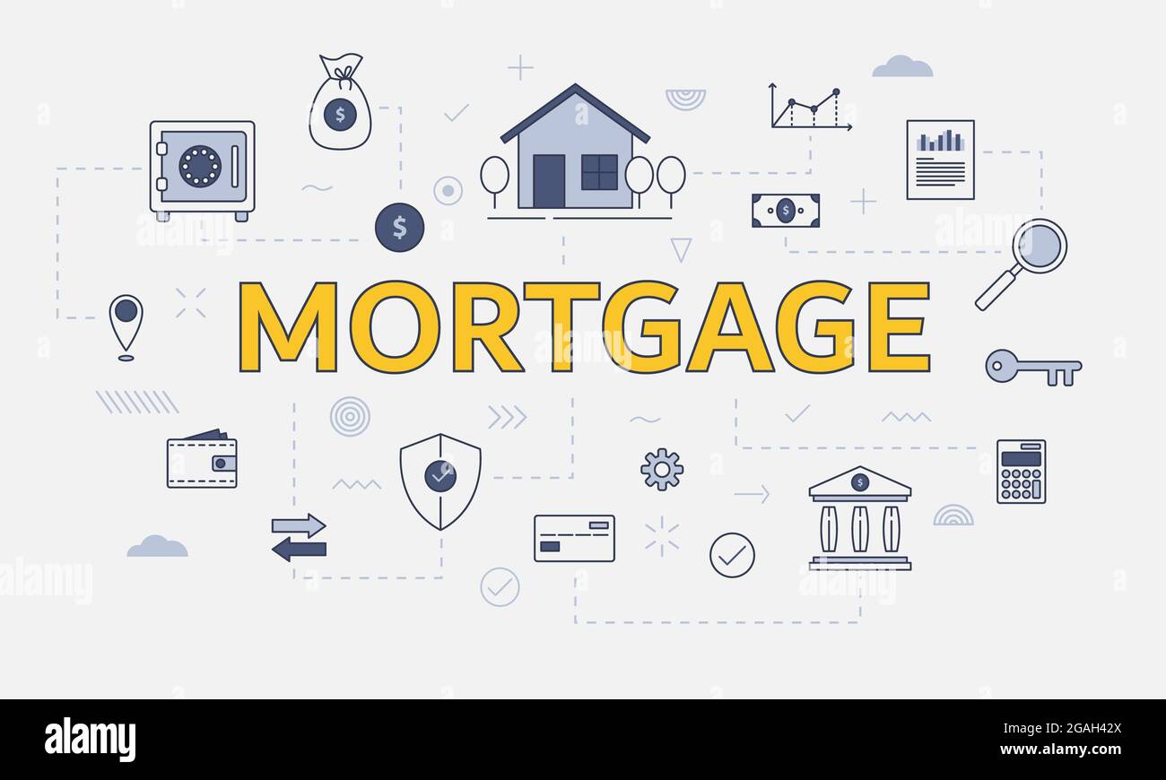mortgage housing property concept with icon set with big word or text ...