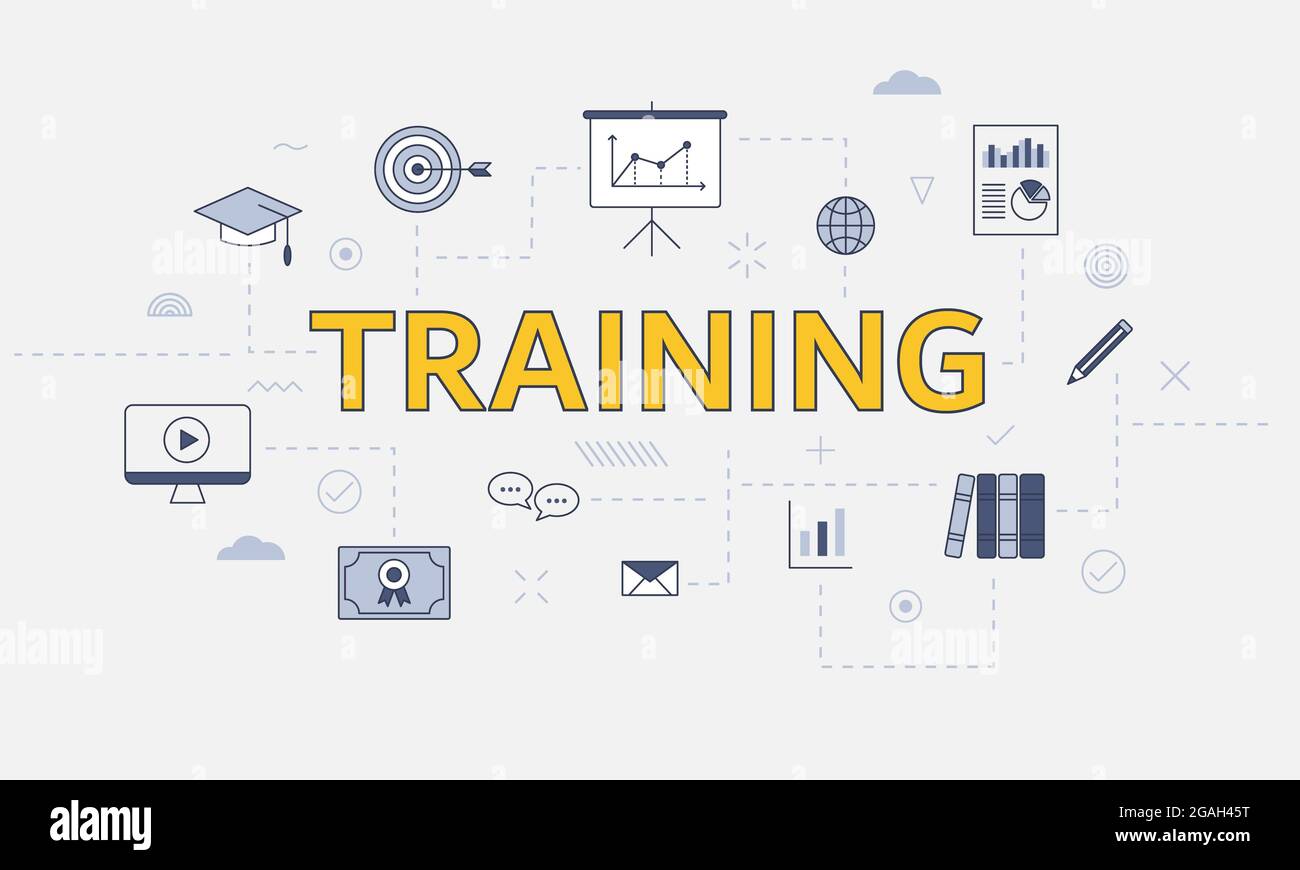 training concept with icon set with big word or text on center vector ...