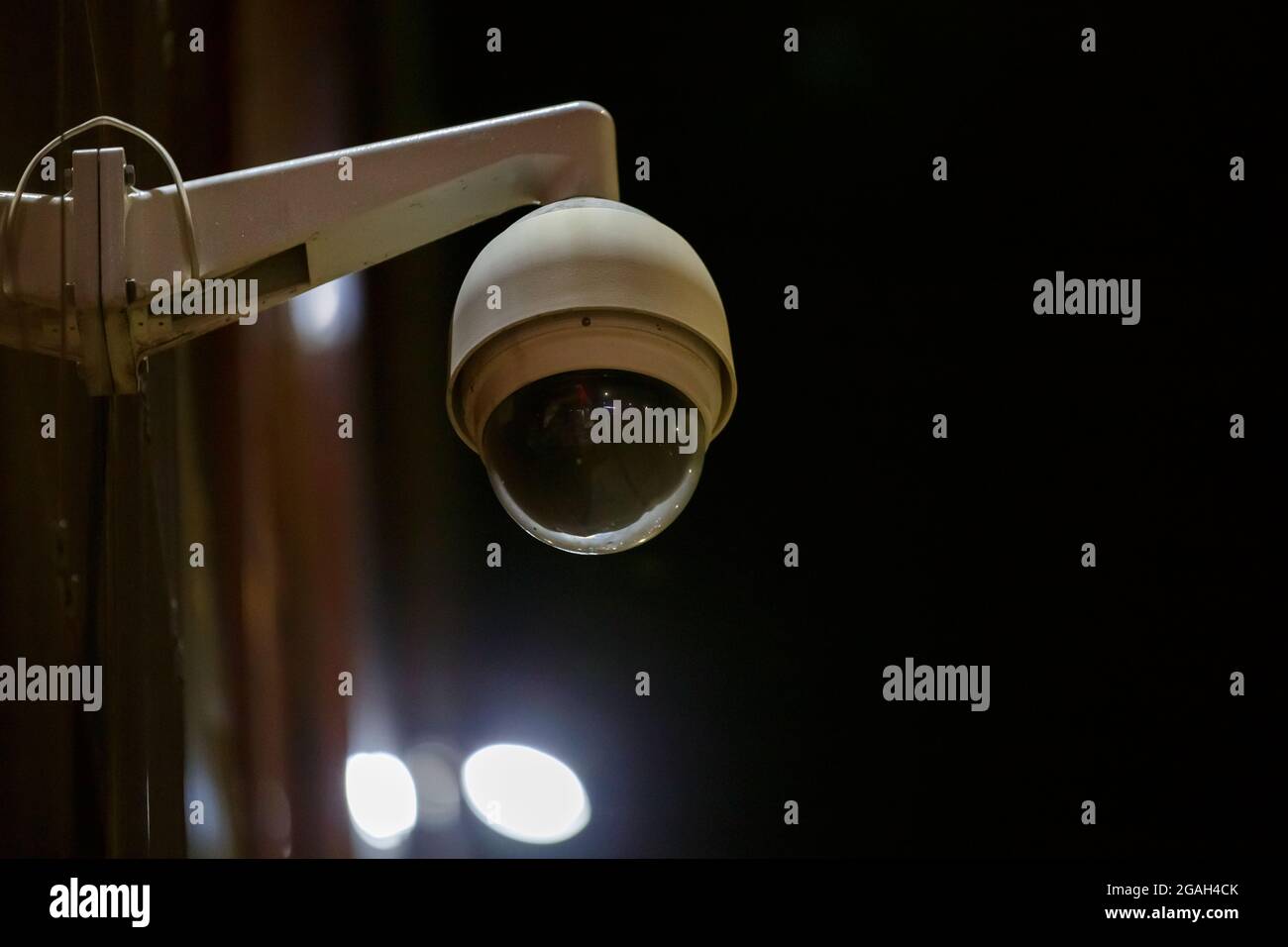 white outdoors 360 degree ball surveillance security camera on building ...