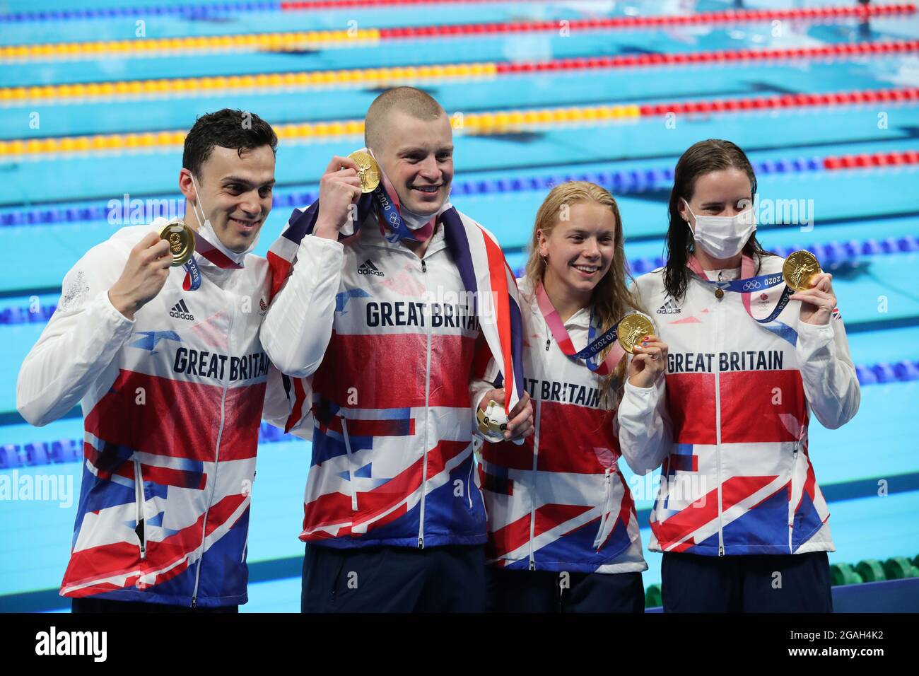 Tokyo, Kanto, Japan. 31st July, 2021. Great Britain mixed 4x100m medley ...