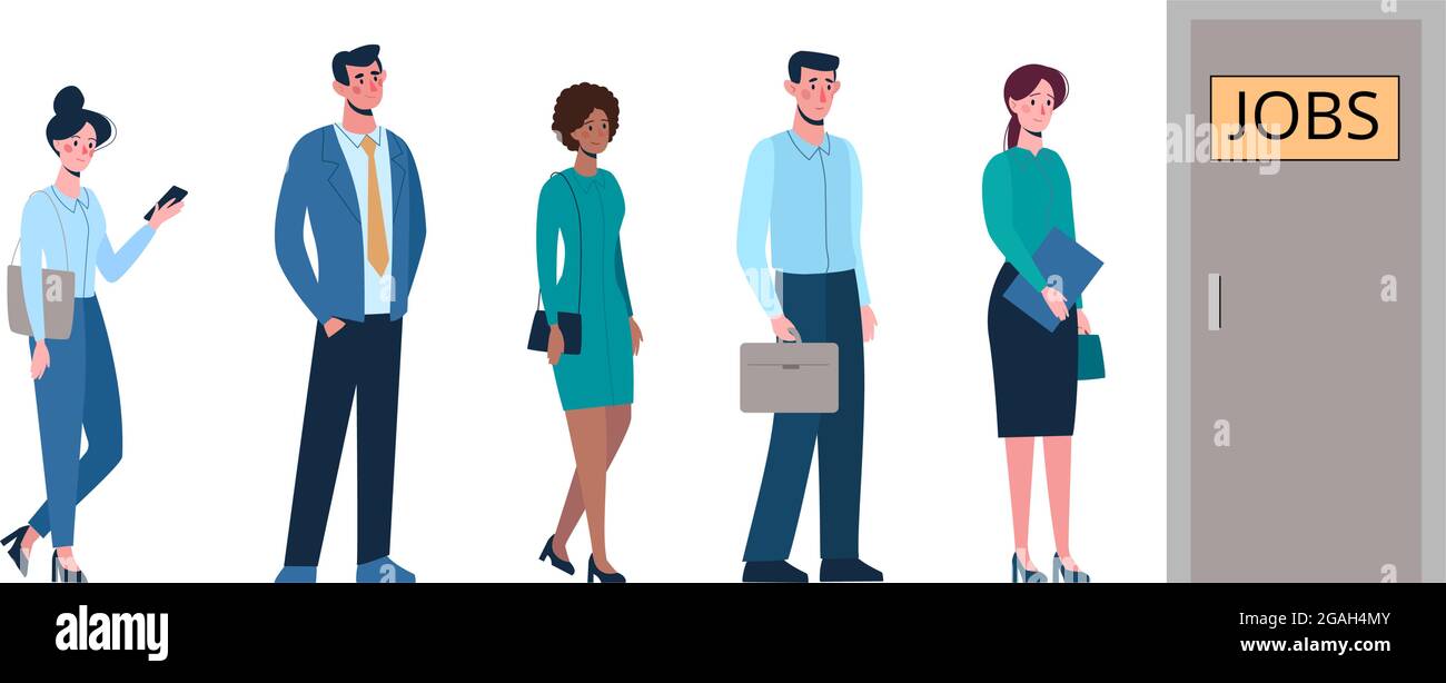 Competition of people for jobs, queue for an interview. Unemployment ...