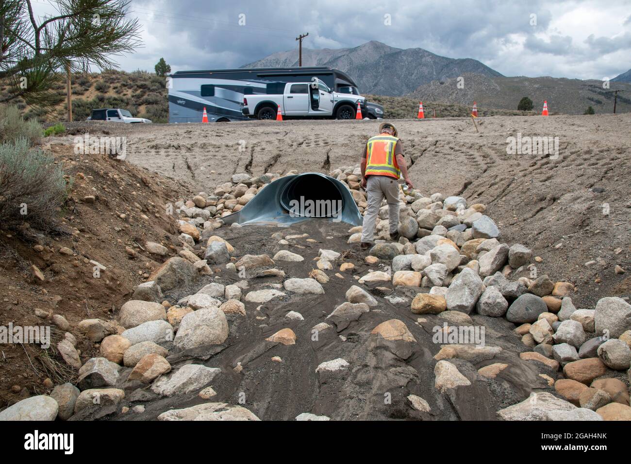 This section of highway along Sherwin Grade in Mono County, CA, USA is ...